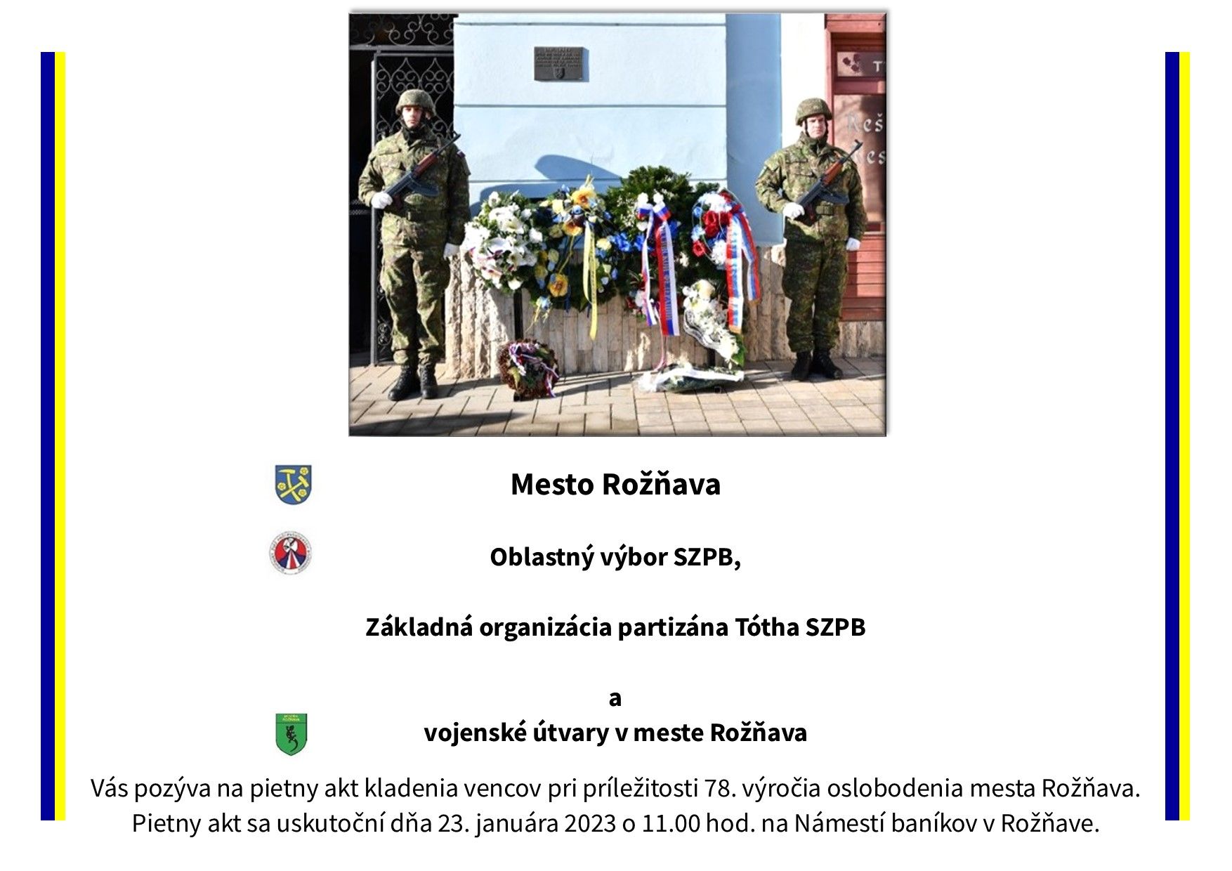 Pietny akt kladenia vencov pri príležitosti 78. výročia oslobodenia mesta Rožňava | Oficiálna ...